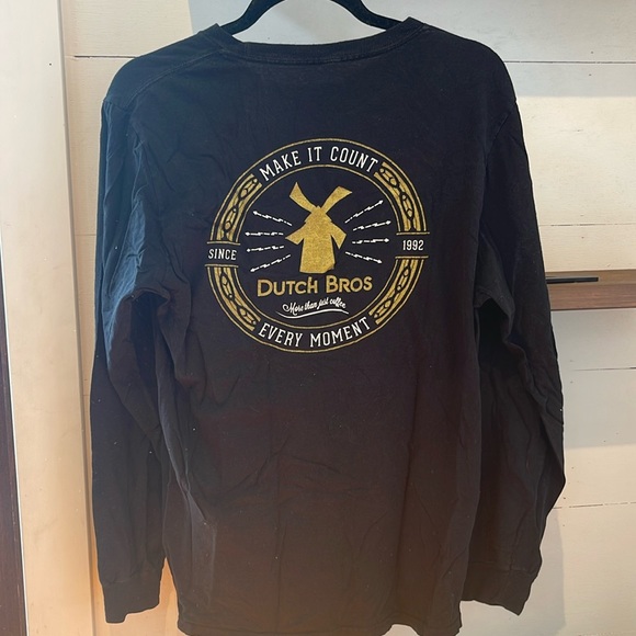 Dutch Bros | Shirts | Dutch Bros Long Sleeve T Shirt Black And Gold ...